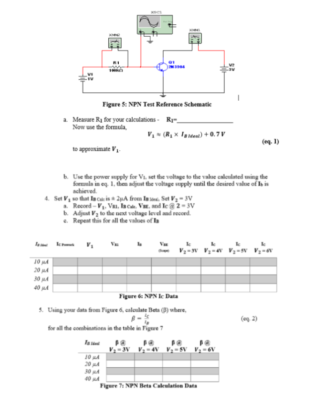 Solved Xsen хео RI w 100kn 01 2N3904 25 Figure 5: NPN Test | Chegg.com