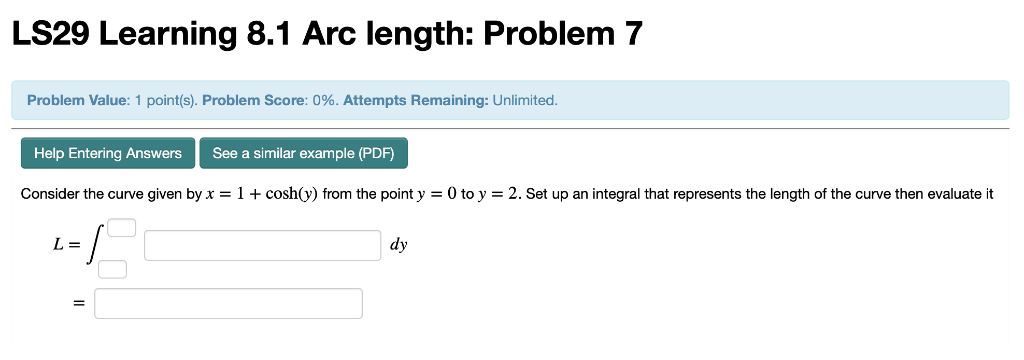 Solved LS29 Learning 8.1 Arc length: Problem 7 Problem | Chegg.com
