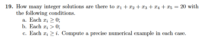 Solved 19. How many integer solutions are there to | Chegg.com