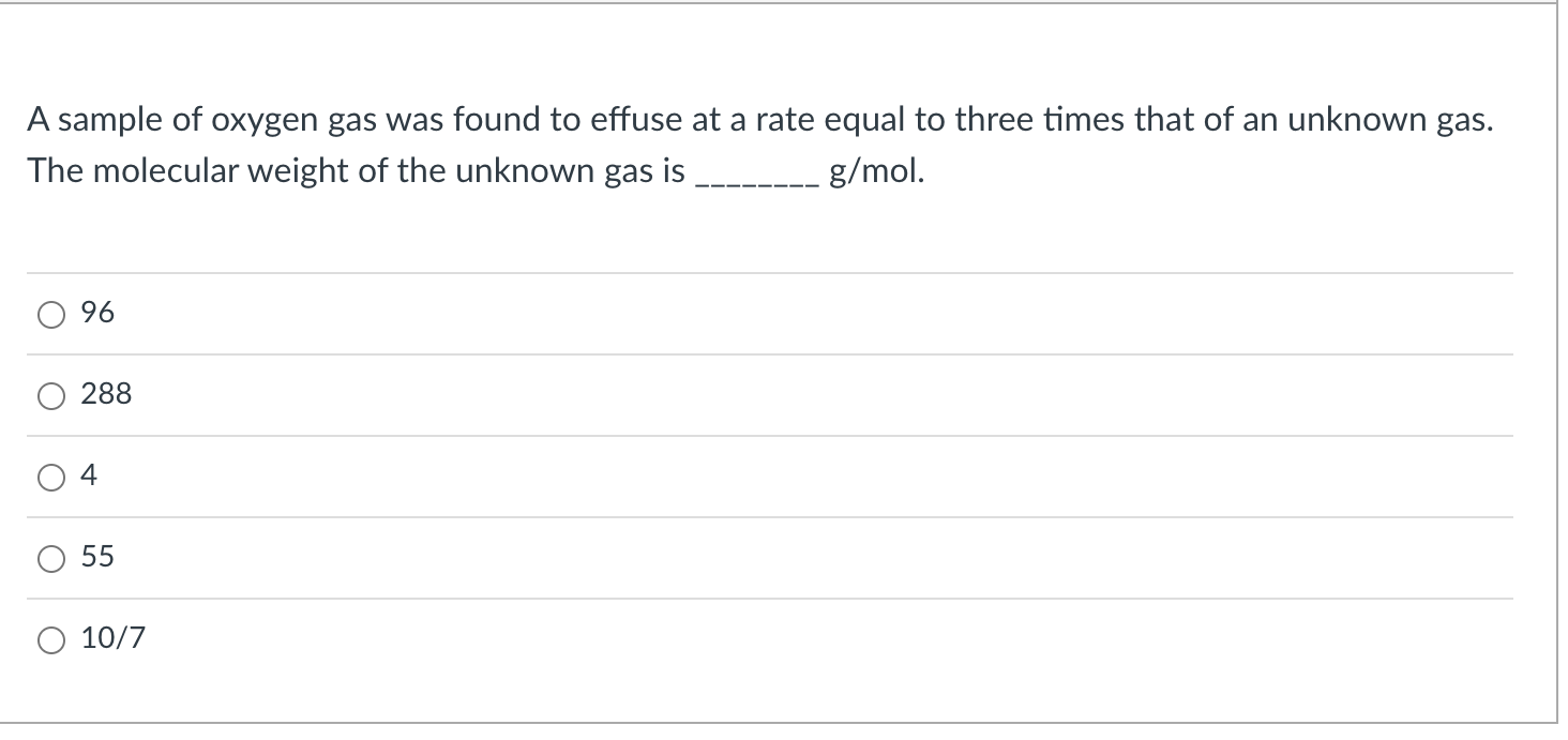 Solved A sample of oxygen gas was found to effuse at a rate | Chegg.com