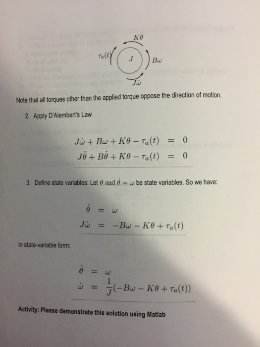 Solved 4. Consider the following Rotational Mass spring | Chegg.com