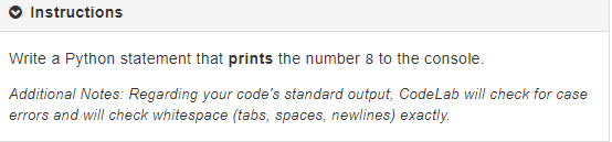 Solved Write A Python Statement That Prints The Number 8 To 7749