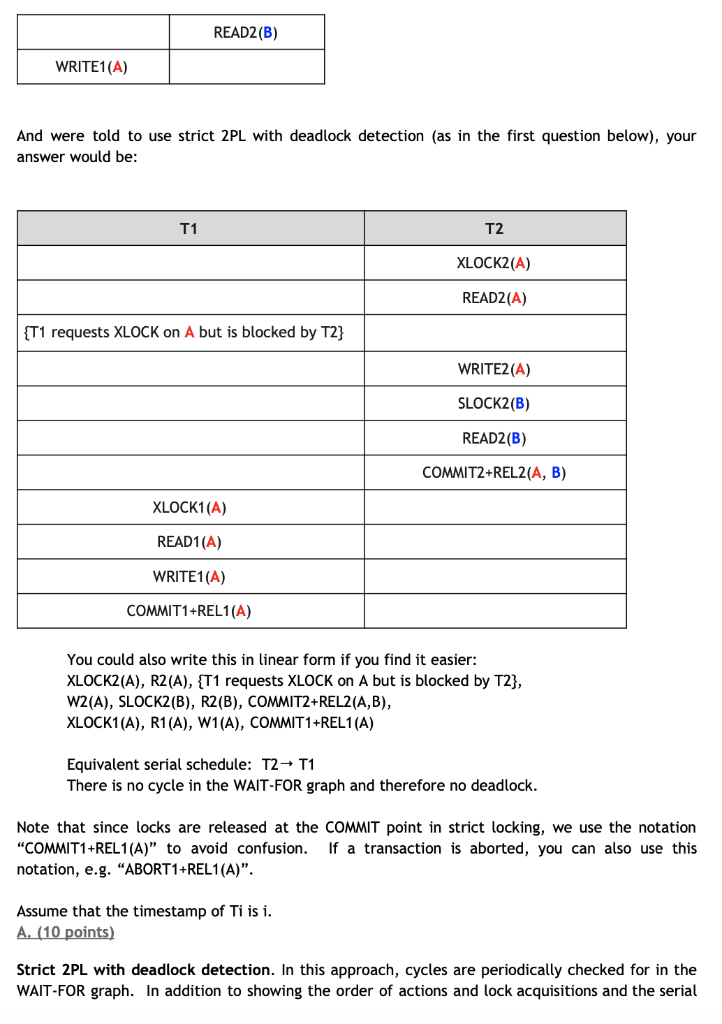 Question 2: Locking Strategies and Deadlock (40 | Chegg.com