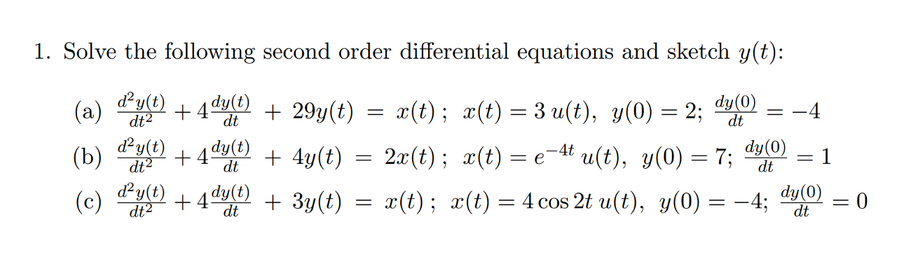1. Solve the following second order differential | Chegg.com