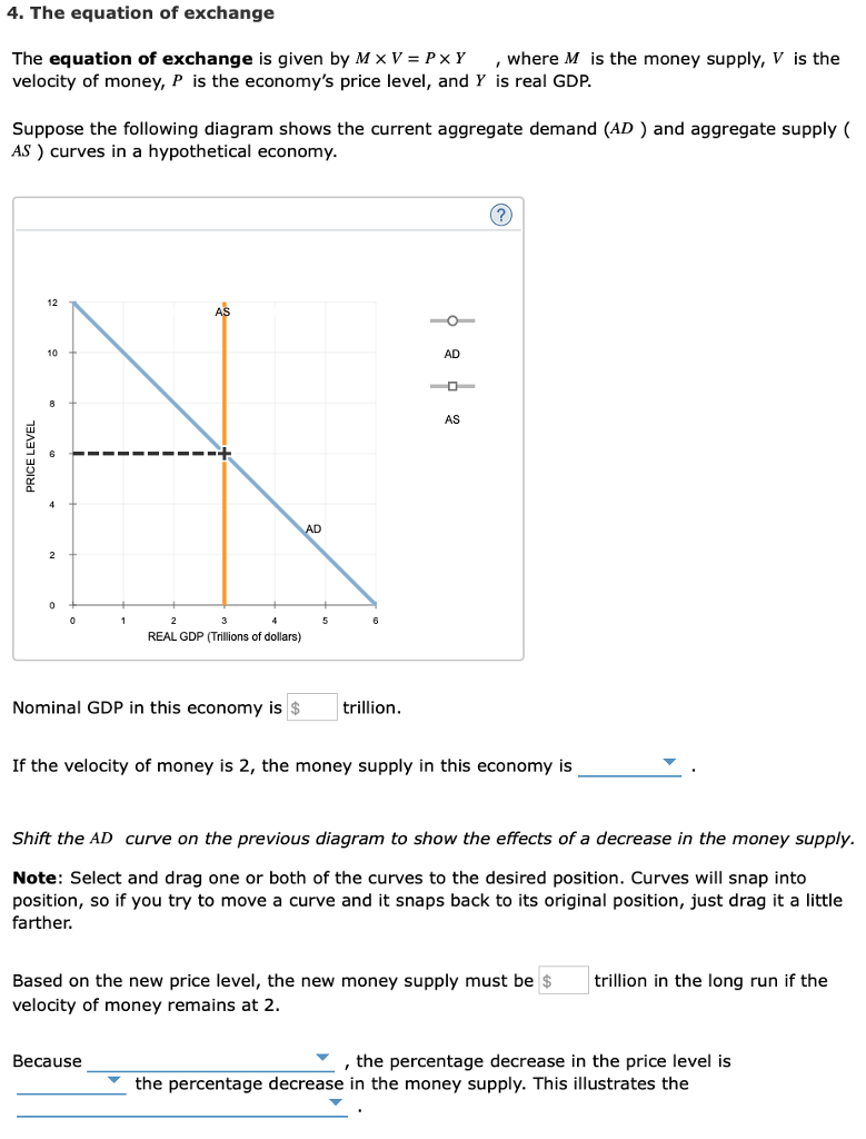 Solved 4. The equation of exchange The equation of exchange | Chegg.com