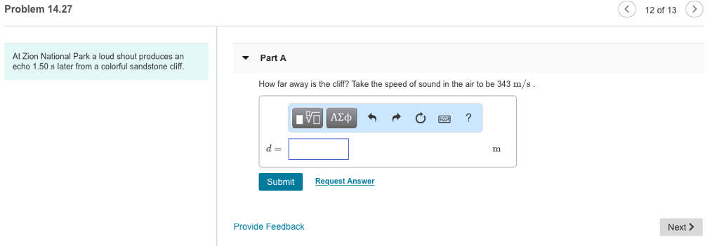 Solved Problem 14.27 12 of 13> At Zion National Park a loud | Chegg.com