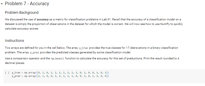 Solved Problem Background We discussed the use of accuracy | Chegg.com