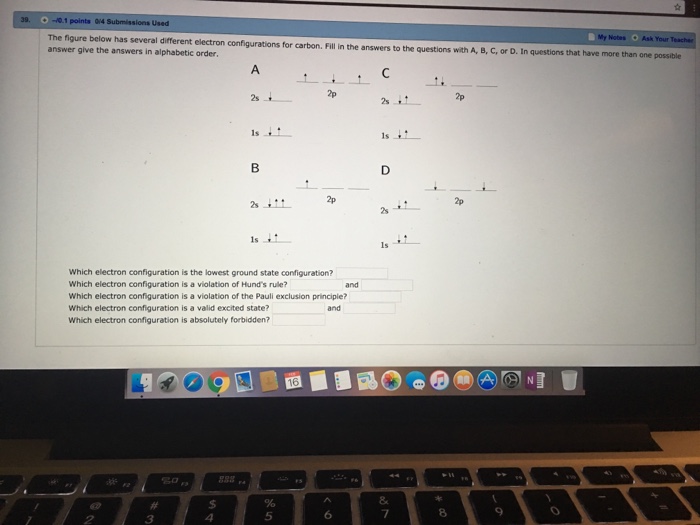 Solved The several different electron configurations for | Chegg.com