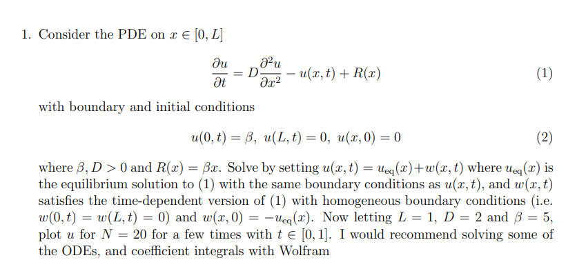 Solved 1. Consider the PDE on x∈[0,L] | Chegg.com