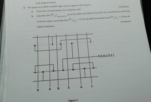 Solved stick diogram layout 4. The layout of a CMOS complex | Chegg.com
