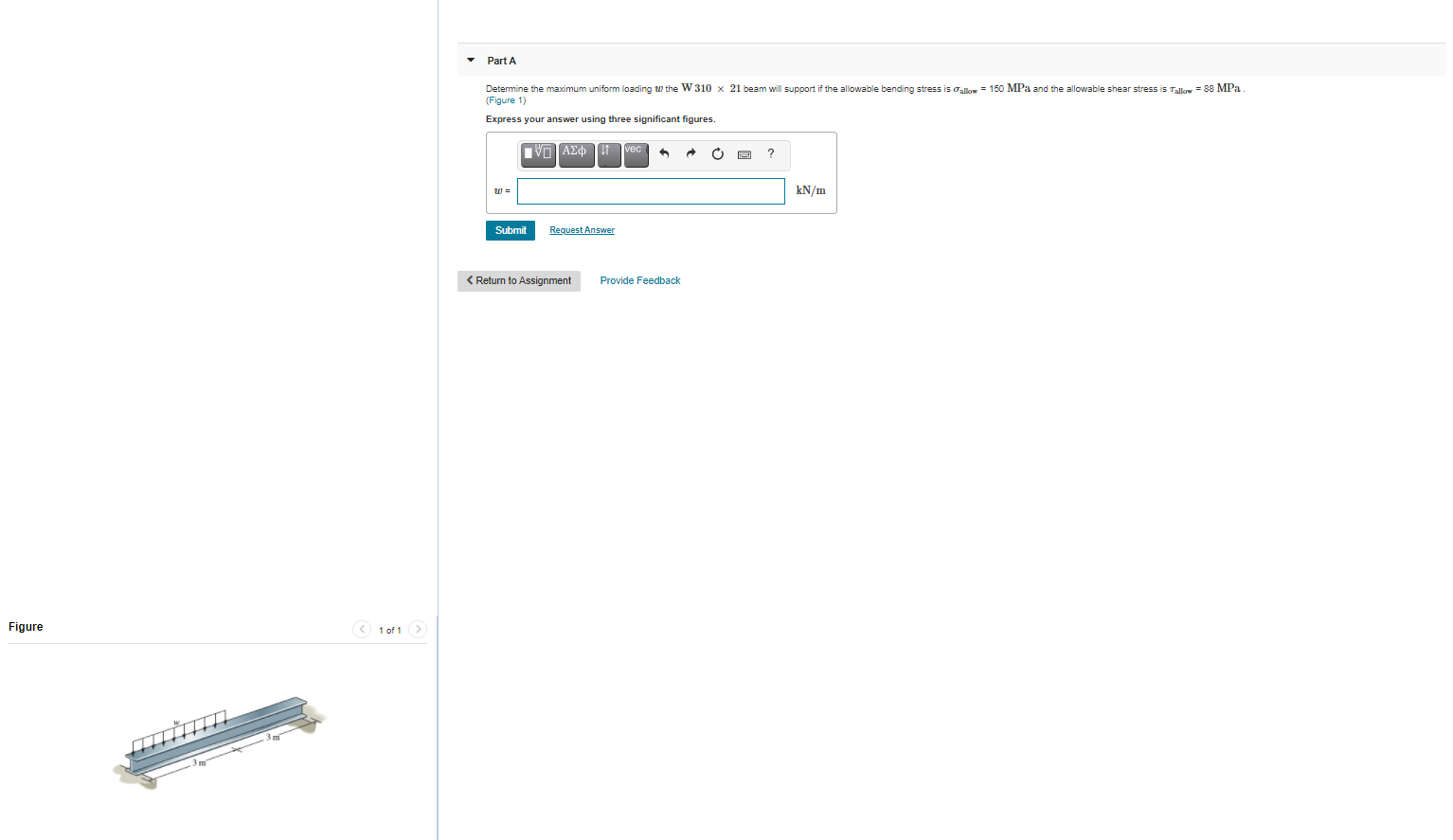 Solved Part A Determine the maximum uniform loading w the | Chegg.com