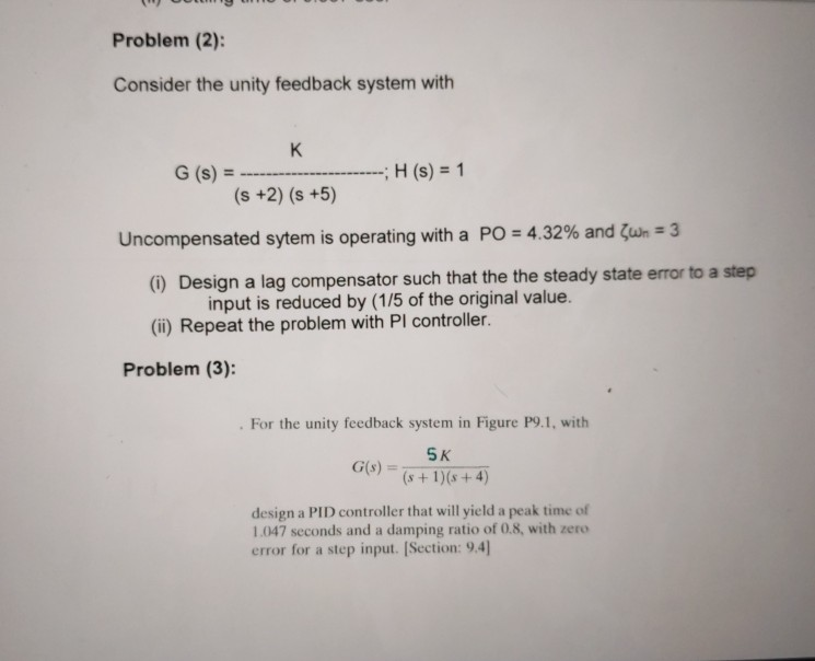 Solved og OUT Problem (2): Consider the unity feedback | Chegg.com