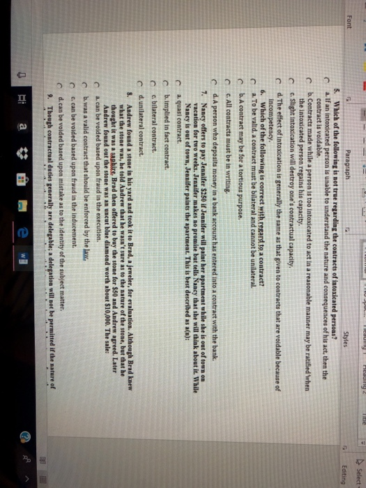 Solved Select Font Paragraph Styles 5. Which of the | Chegg.com