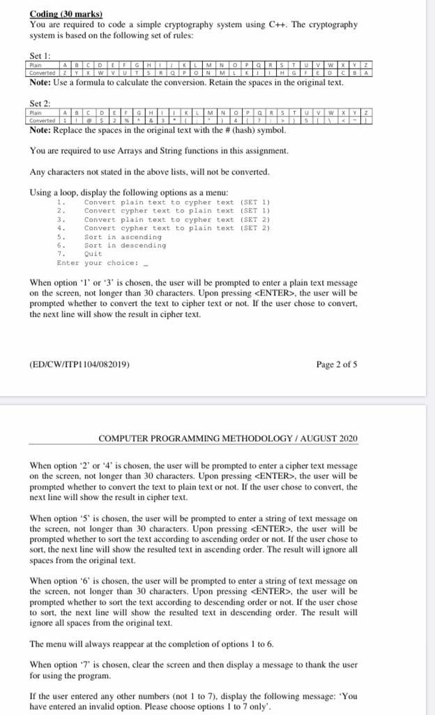 Solved neeed to do this in c++/ simple encrypt decrpyt. same | Chegg.com