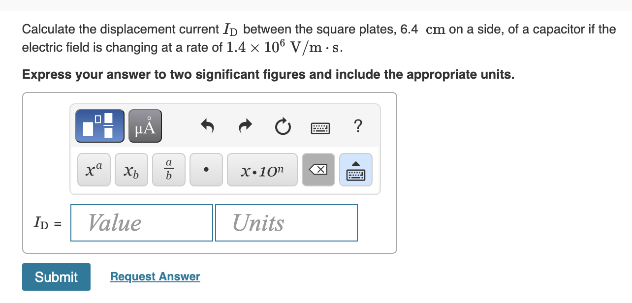 Solved Calculate the displacement current Ip between the | Chegg.com