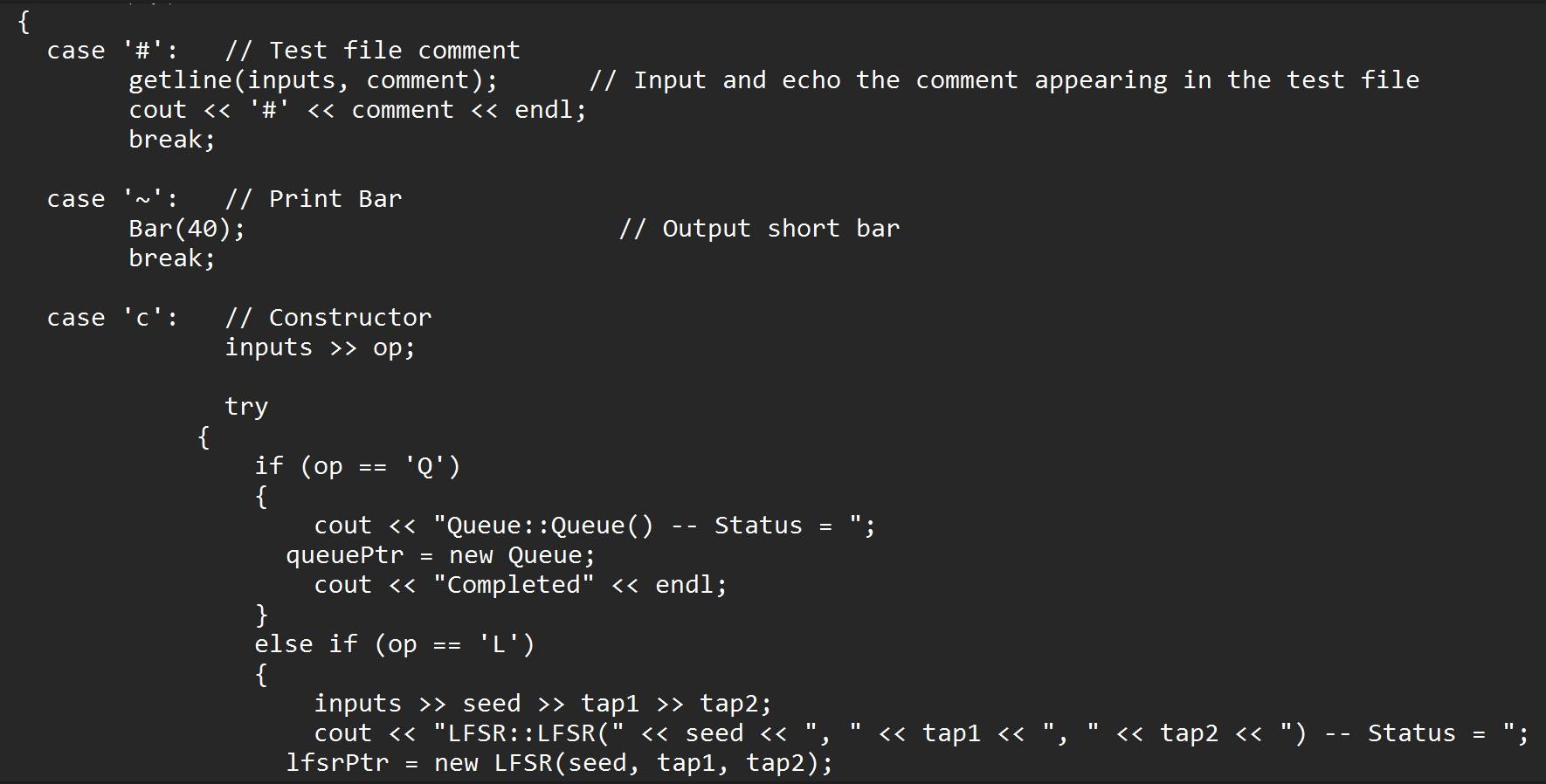 Solved Please create the C++ codes for the lfsr.cpp class | Chegg.com