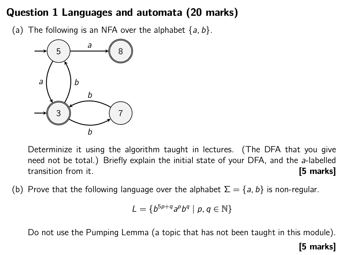 Solved (a) The following is an NFA over the alphabet | Chegg.com