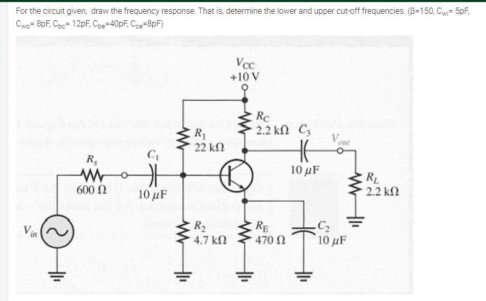Solved For the circuit given, draw the frequency response. | Chegg.com