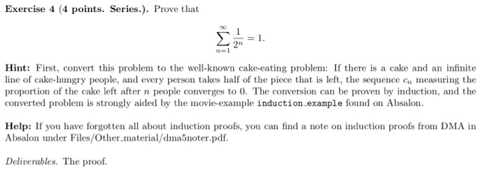 Solved Exercise 4 (4 points. Series.). Prove that 2n 1 Hint: | Chegg.com