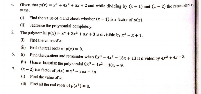 Solved 4. Given that p(x) = x3 + 4x2 + ax + 2 and while | Chegg.com