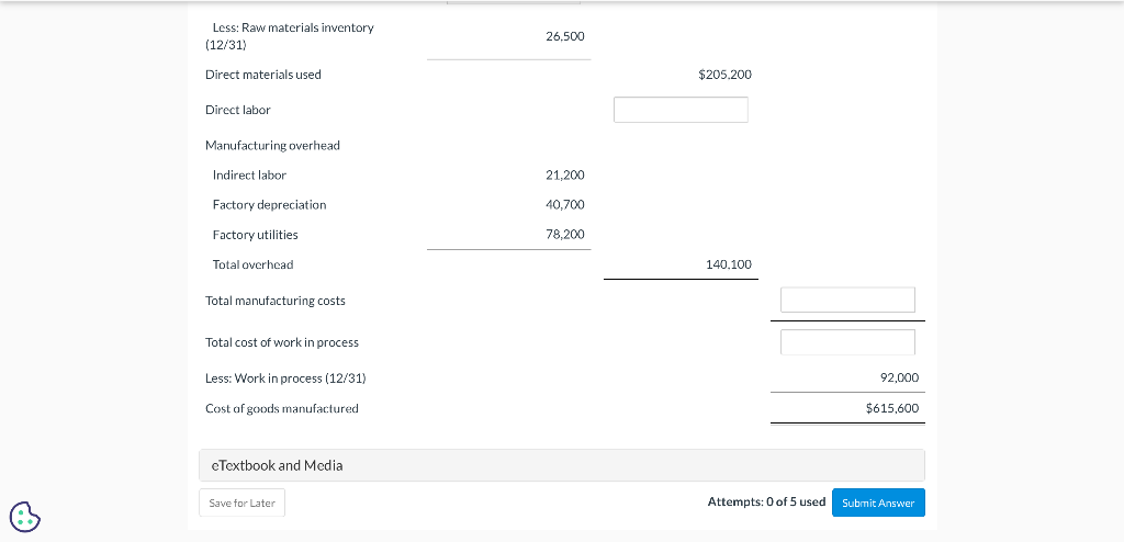Solved An incomplete cost of goods manufactured schedule is | Chegg.com