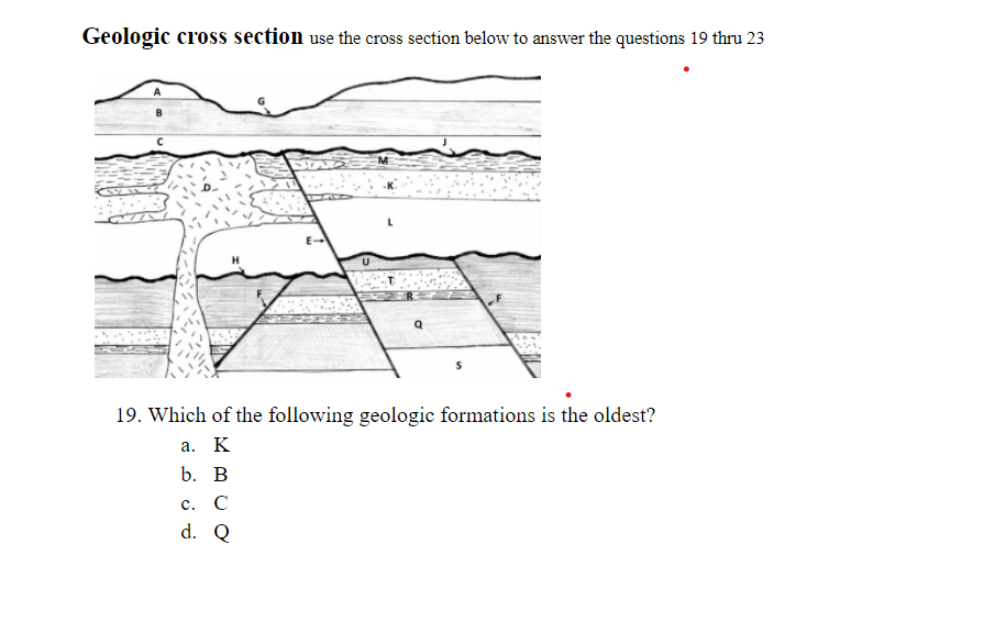 Solved Geologic cross section use the cross section below to | Chegg.com