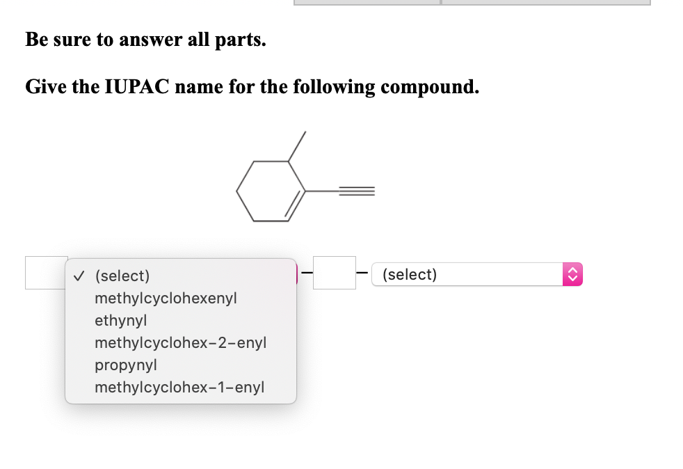 Solved Be sure to answer all parts. Give the IUPAC name for | Chegg.com