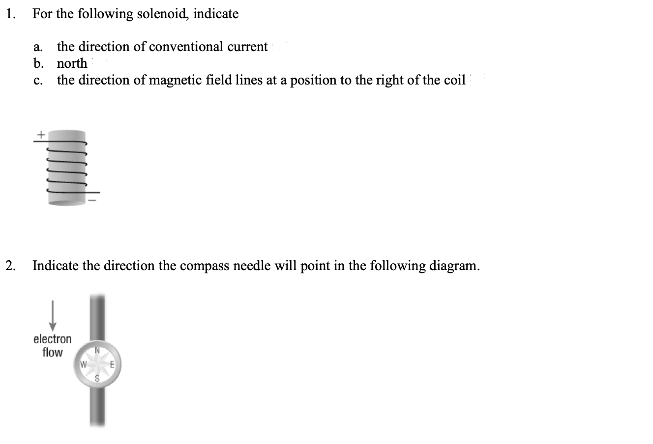 Solved 1. For the following solenoid, indicate a. the | Chegg.com