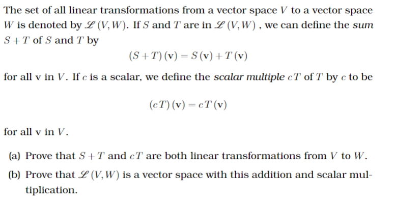 Solved The set of all linear transformations from a vector | Chegg.com