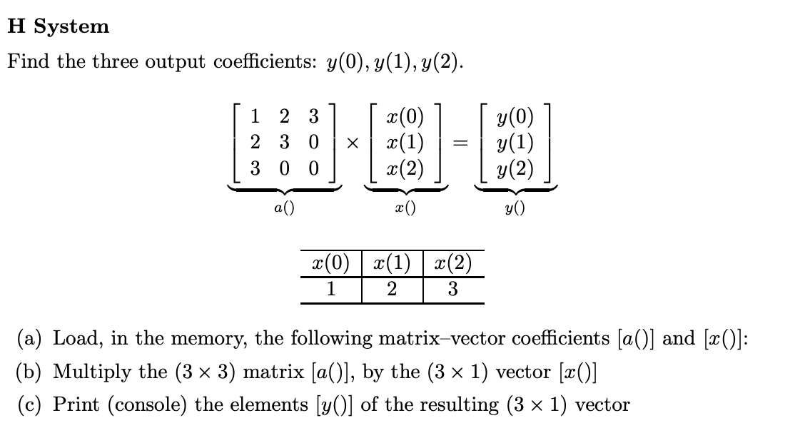 Solved Find the three output coefficients: y(0),y(1),y(2). | Chegg.com