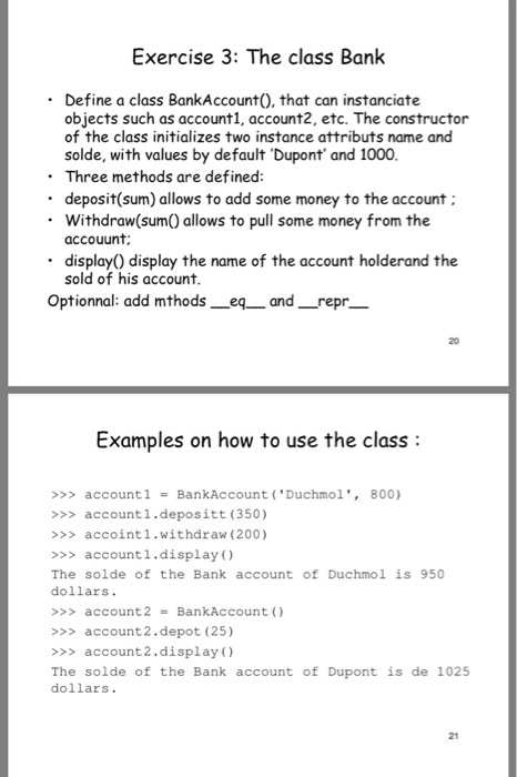 Solved Exercise 3: The class Bank .Define a class | Chegg.com