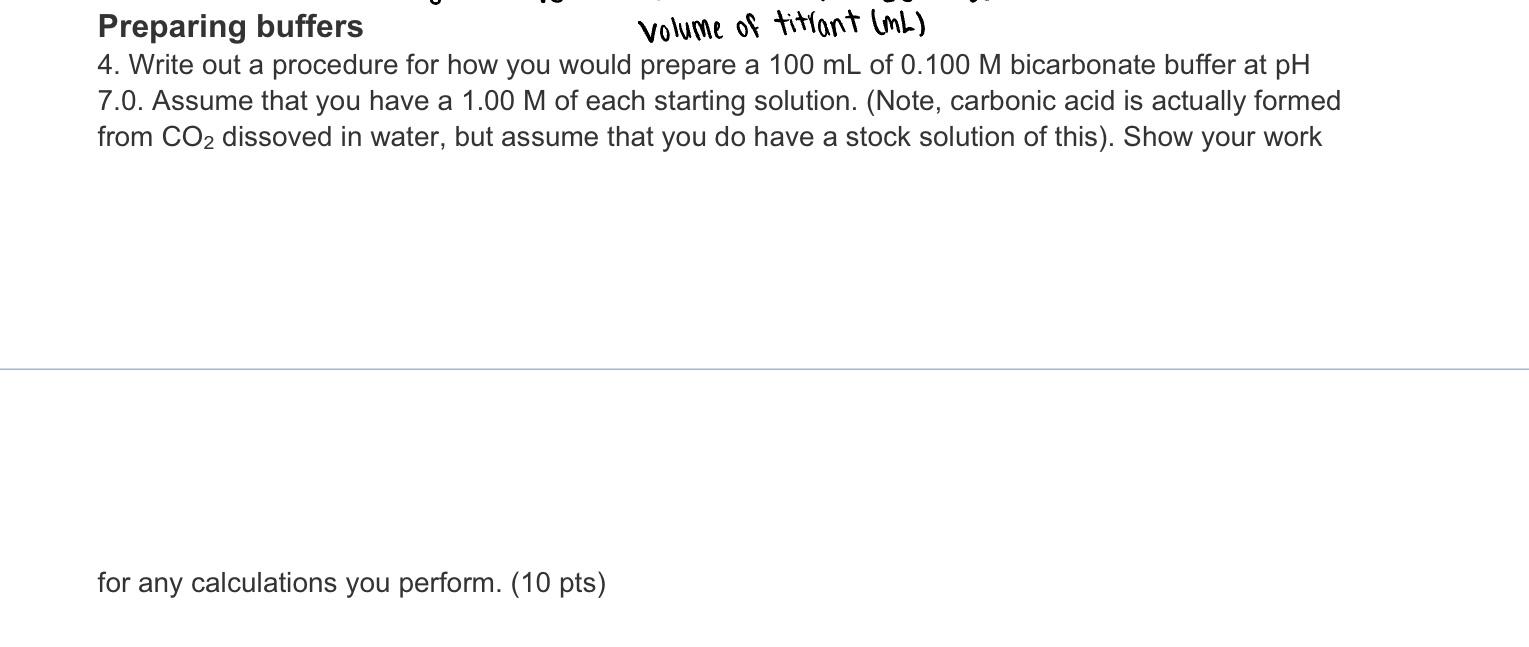 Solved Preparing buffers volume of titrant (mL) 4. Write out | Chegg.com