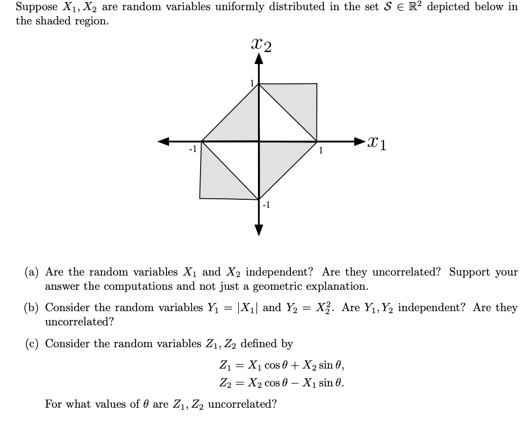 Solved Suppose x1,x2 ﻿are random variables uniformly | Chegg.com