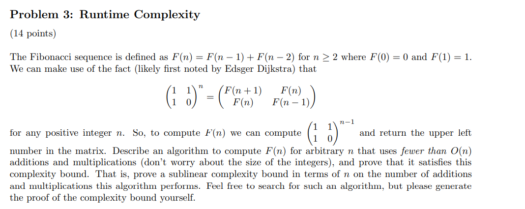 Problem 3: Runtime Complexity (14 points) The | Chegg.com Problem 3: Runtime Complexity (14 points) The | Chegg.com