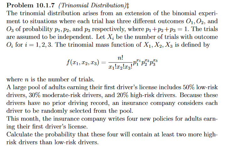 Solved Problem 10.1.7 (Trinomial Distribution) The trinomial | Chegg.com