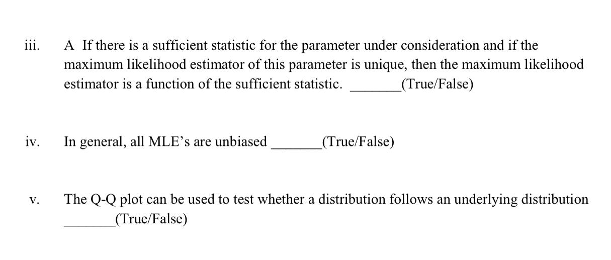 Solved iii. A If there is a sufficient statistic for the | Chegg.com
