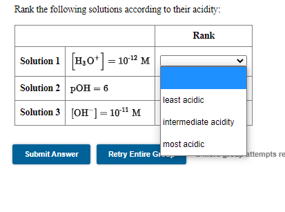 Solved Rank the following solutions according to their | Chegg.com
