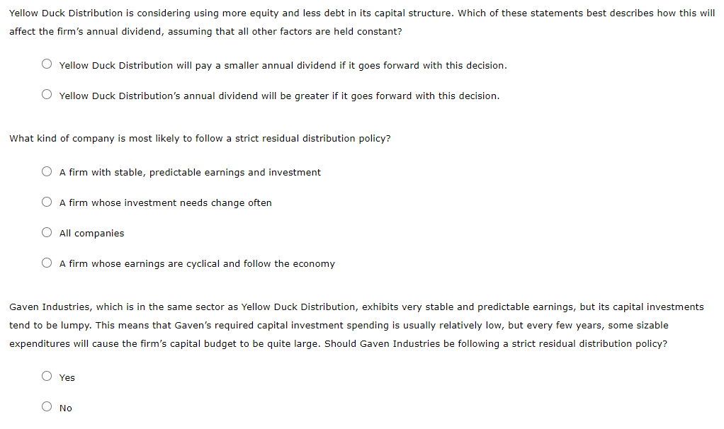 Solved The residual distribution policy approach to dividend | Chegg.com