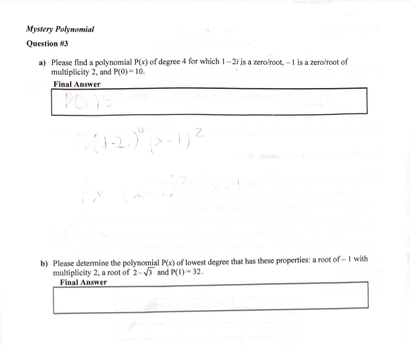 Solved Mystery Polynomial Question #3 a) Please find a | Chegg.com