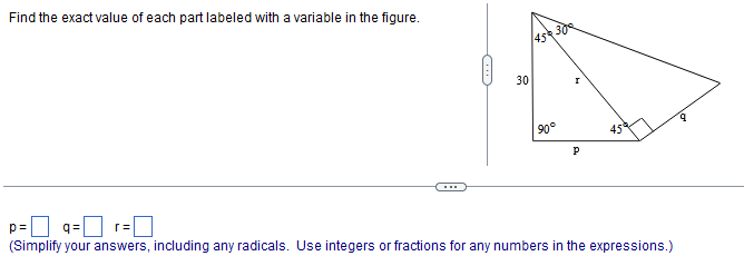 Solved Find the exact value of each part labeled with a | Chegg.com