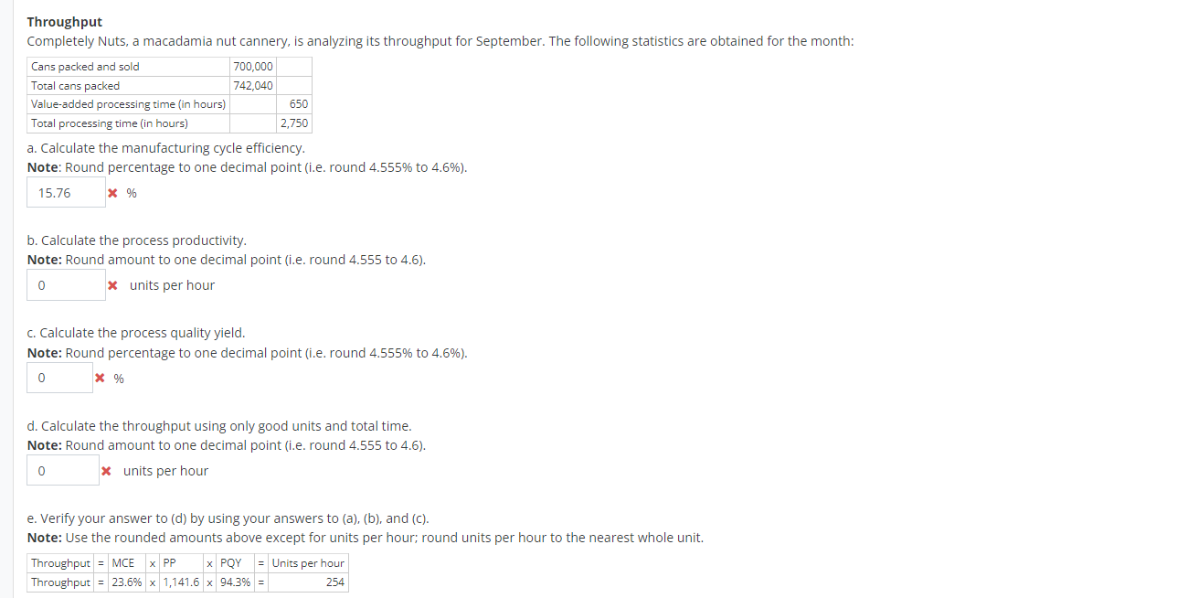 Solved a. Calculate the manufacturing cycle efficiency. | Chegg.com