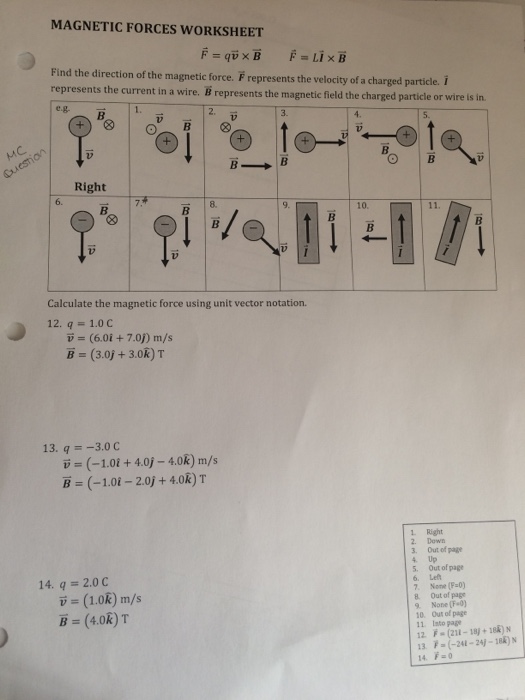 Solved MAGNETIC FORCES WORKSHEET Find the direction of the | Chegg.com