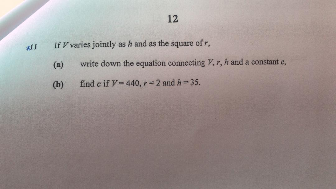 Solved 11 If V varies jointly as h and as the square ofr, | Chegg.com