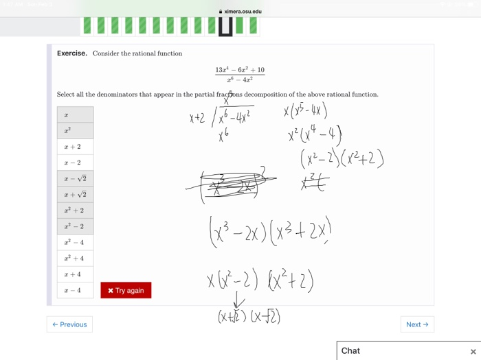 Solved Exercise. Consider the rational function 3r6r +10 | Chegg.com