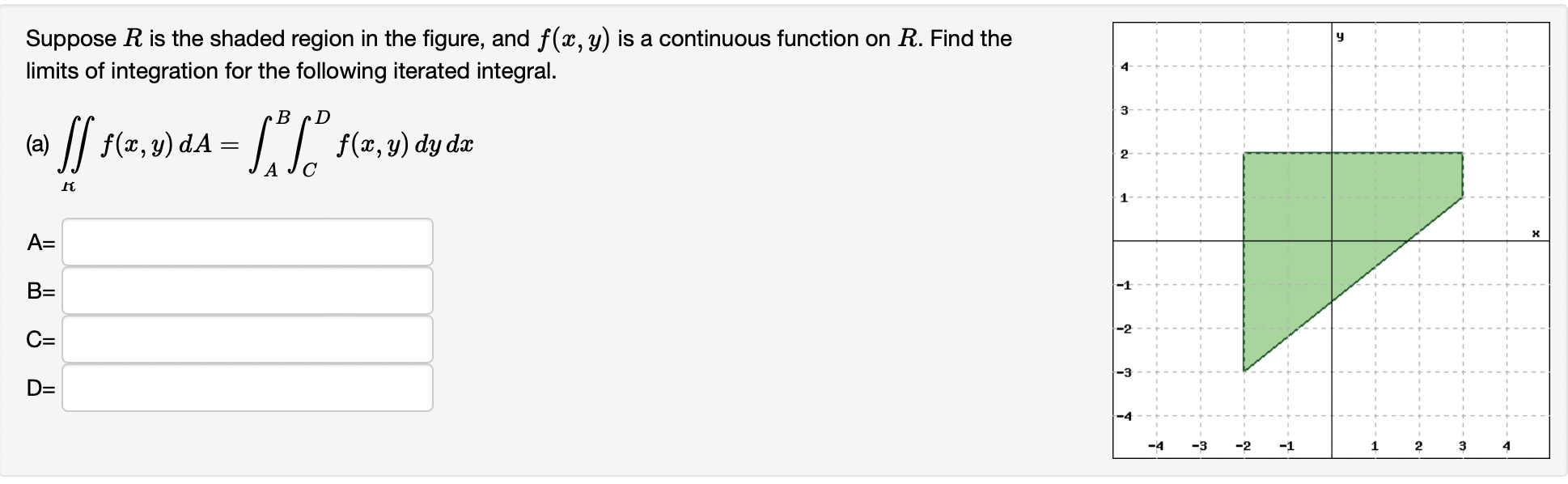 Solved Suppose R is the shaded region in the figure, and | Chegg.com