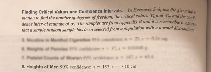 Solved Finding Critical Values and Confidence Intervals. In | Chegg.com