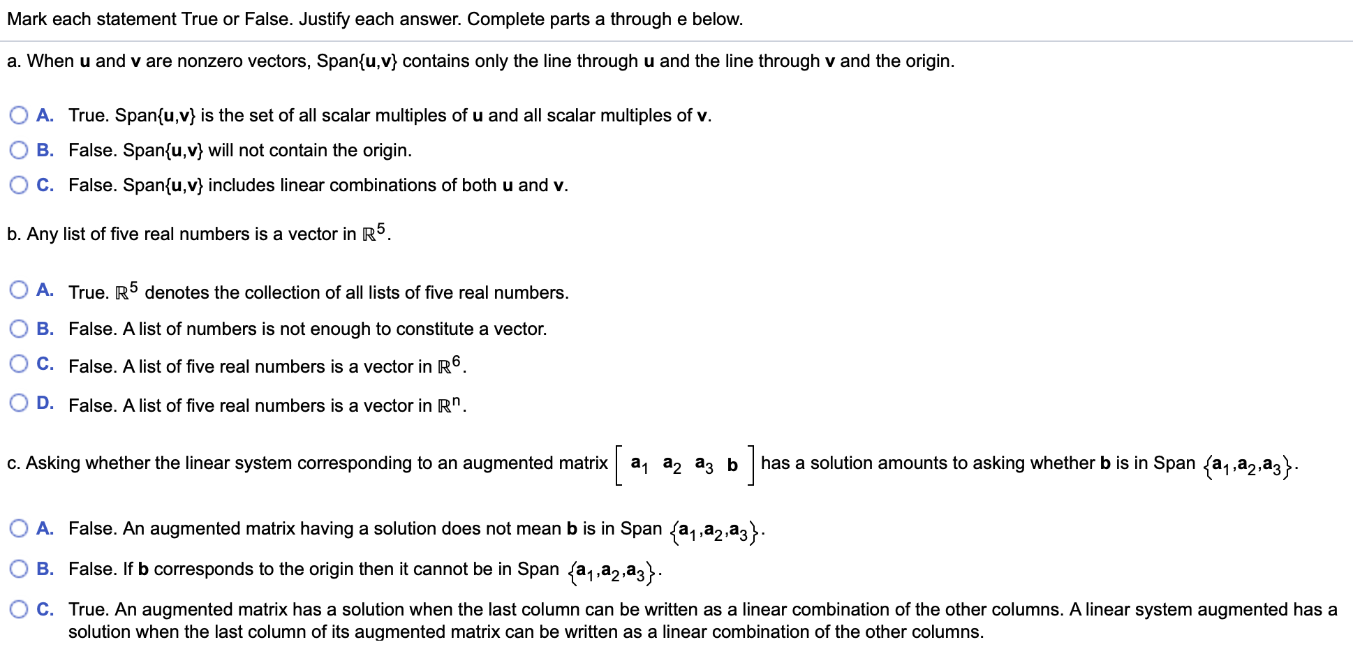 Solved Mark each statement True or False. Justify each | Chegg.com