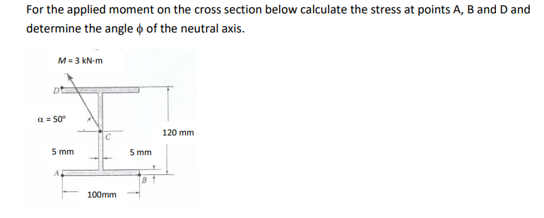 Solved For the applied moment on the cross section below | Chegg.com