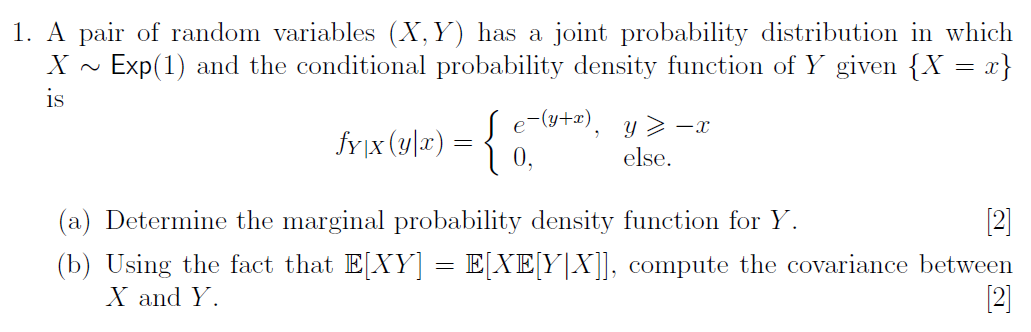 Solved 1. A pair of random variables (X,Y) has a joint | Chegg.com