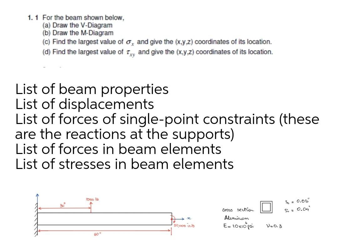 Solved 1. 1 For the beam shown below, (a) Draw the V-Diagram | Chegg.com